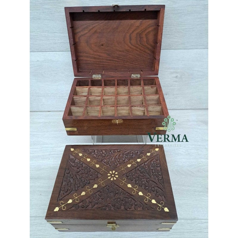 Wooden Box with 24 Slots for Oil Bottles — Goldenhands