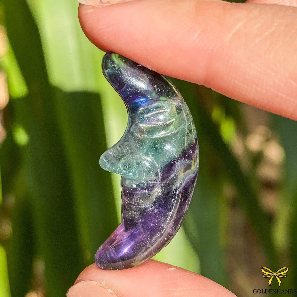 Fluorite Carved Moon — Goldenhands